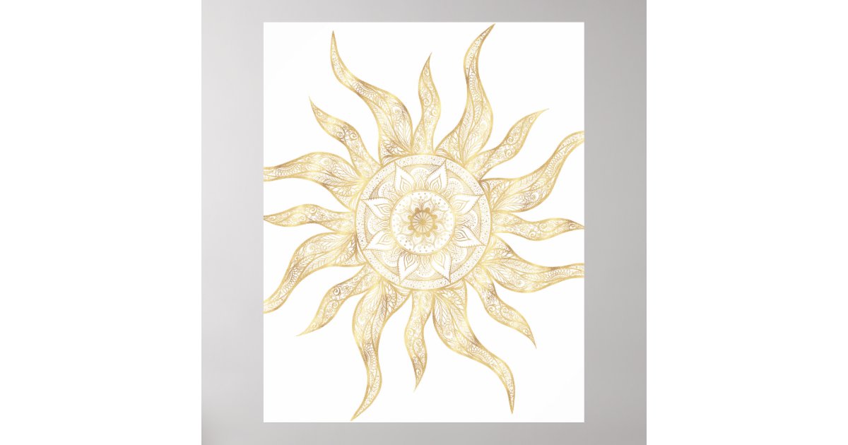 Elegant Gold Sun Mandala Design Poster | Zazzle