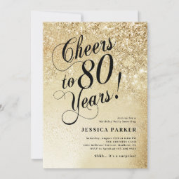 Elegant Gold Surprise 80th Birthday Invitation | Zazzle