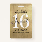 Elegant Gold Sweet 16 Birthday VIP Badge | Zazzle