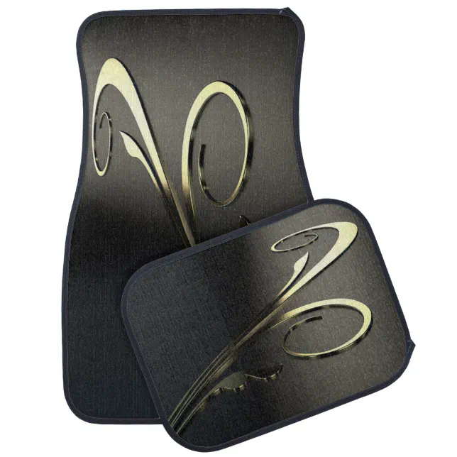 Elegant Gold Swirls, Black Car Floor Mat | Zazzle