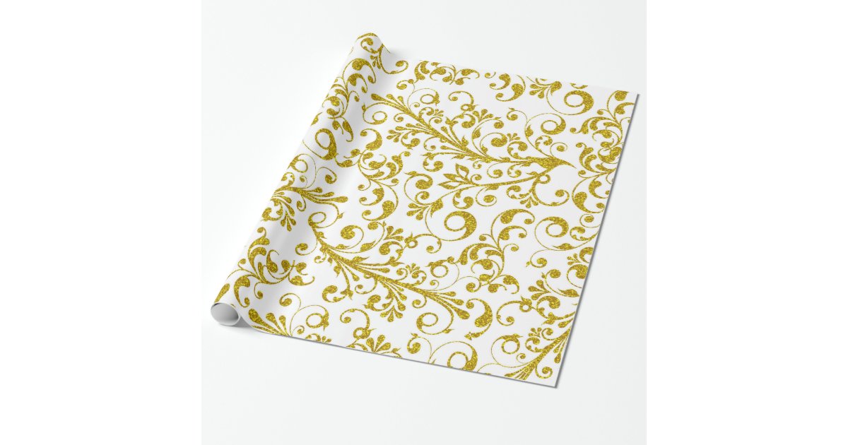 Elegant gold swirls wrapping paper | Zazzle