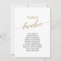 Elegant Gold Table Number 12 Seating Chart | Zazzle