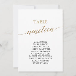 Elegant Gold Table Number 19 Seating Chart | Zazzle