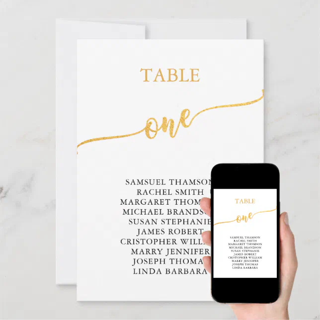 Elegant Gold Table Number 1 Seating Chart | Zazzle