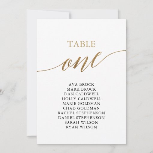 Elegant Gold Table Number 1 Seating Chart | Zazzle