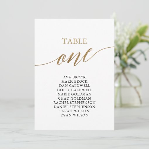Elegant Gold Table Number 1 Seating Chart | Zazzle