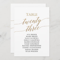 Elegant Gold Table Number 23 Seating Chart | Zazzle