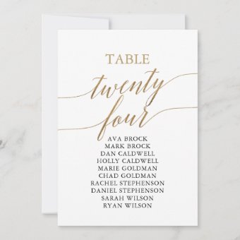 Elegant Gold Table Number 24 Seating Chart | Zazzle