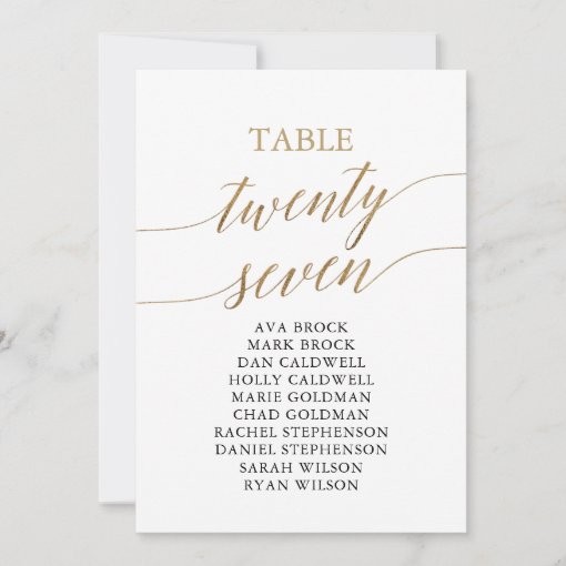Elegant Gold Table Number 27 Seating Chart | Zazzle