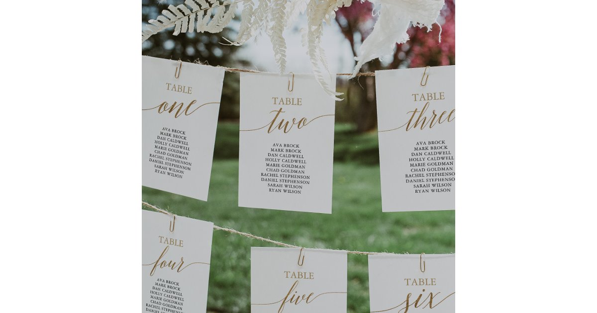 Elegant Gold Table Number 2 Seating Chart | Zazzle