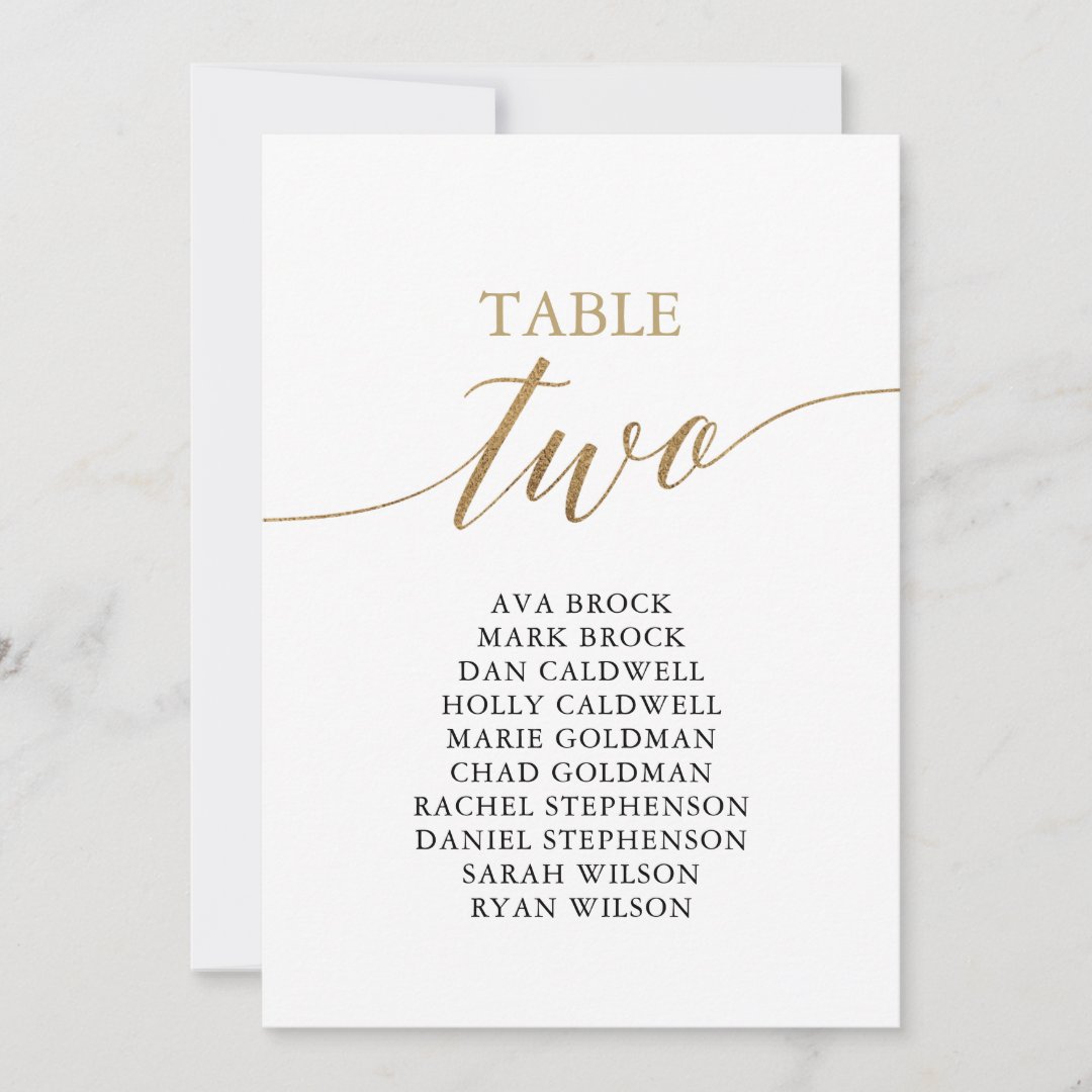 Elegant Gold Table Number 2 Seating Chart | Zazzle