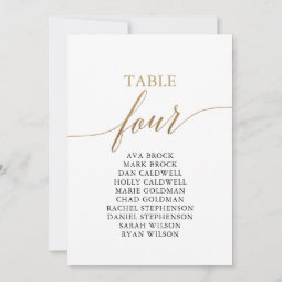 Elegant Gold Table Number 4 Seating Chart | Zazzle