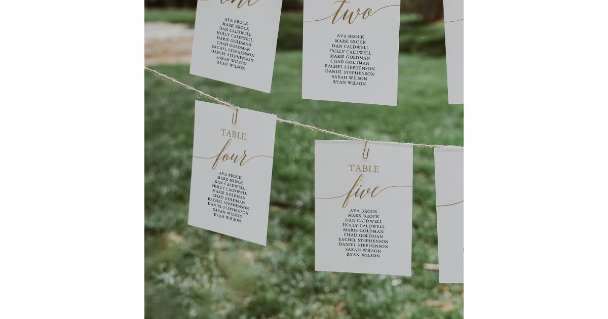 Elegant Gold Table Number 4 Seating Chart | Zazzle