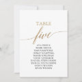 Elegant Gold Table Number 5 Seating Chart | Zazzle