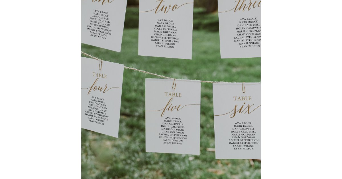 Elegant Gold Table Number 5 Seating Chart | Zazzle