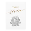 Elegant Gold Table Number 7 Seating Chart | Zazzle