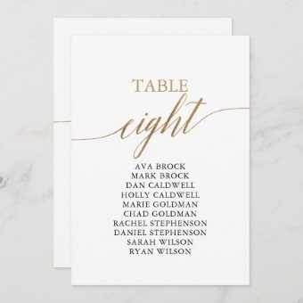 Elegant Gold Table Number 8 Seating Chart | Zazzle