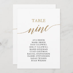 Elegant Gold Table Number 9 Seating Chart | Zazzle