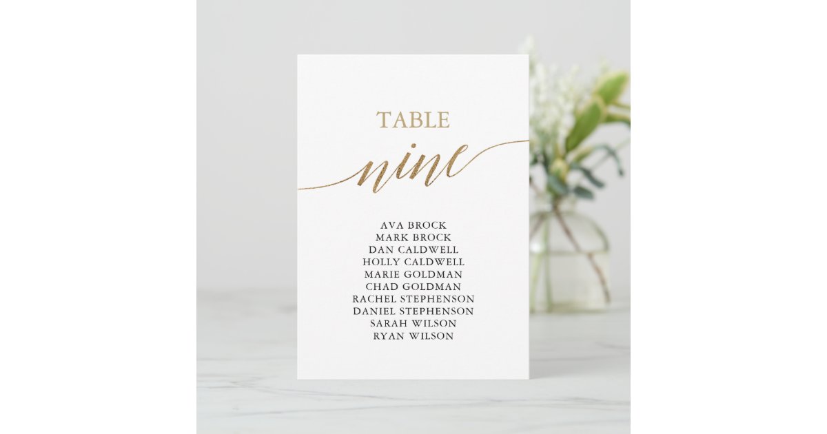 Elegant Gold Table Number 9 Seating Chart | Zazzle