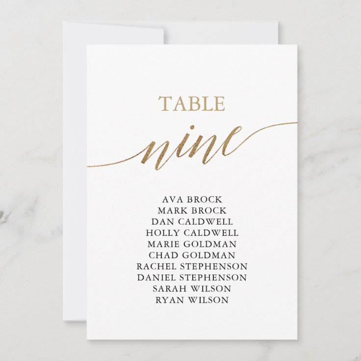 Elegant Gold Table Number 9 Seating Chart | Zazzle