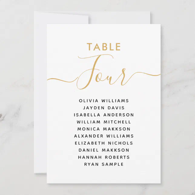 Elegant Gold Table Seating Chart Invitation | Zazzle