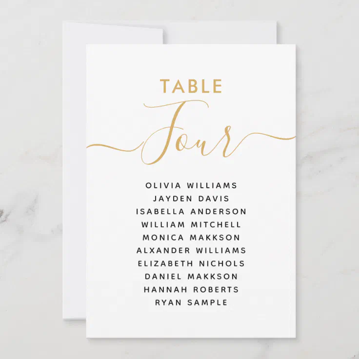 Elegant Gold Table Seating Chart Invitation | Zazzle