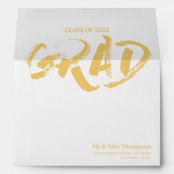 Elegant Gold Tassel Brush Font Grad Graduation Envelope | Zazzle