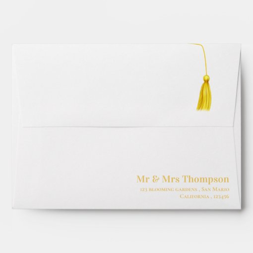 Elegant Gold Tassel Brush Font Grad Graduation Envelope | Zazzle