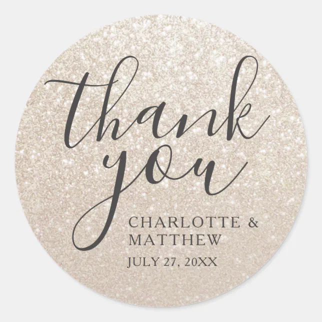 Elegant Gold Thank You Wedding Round Sticker | Zazzle