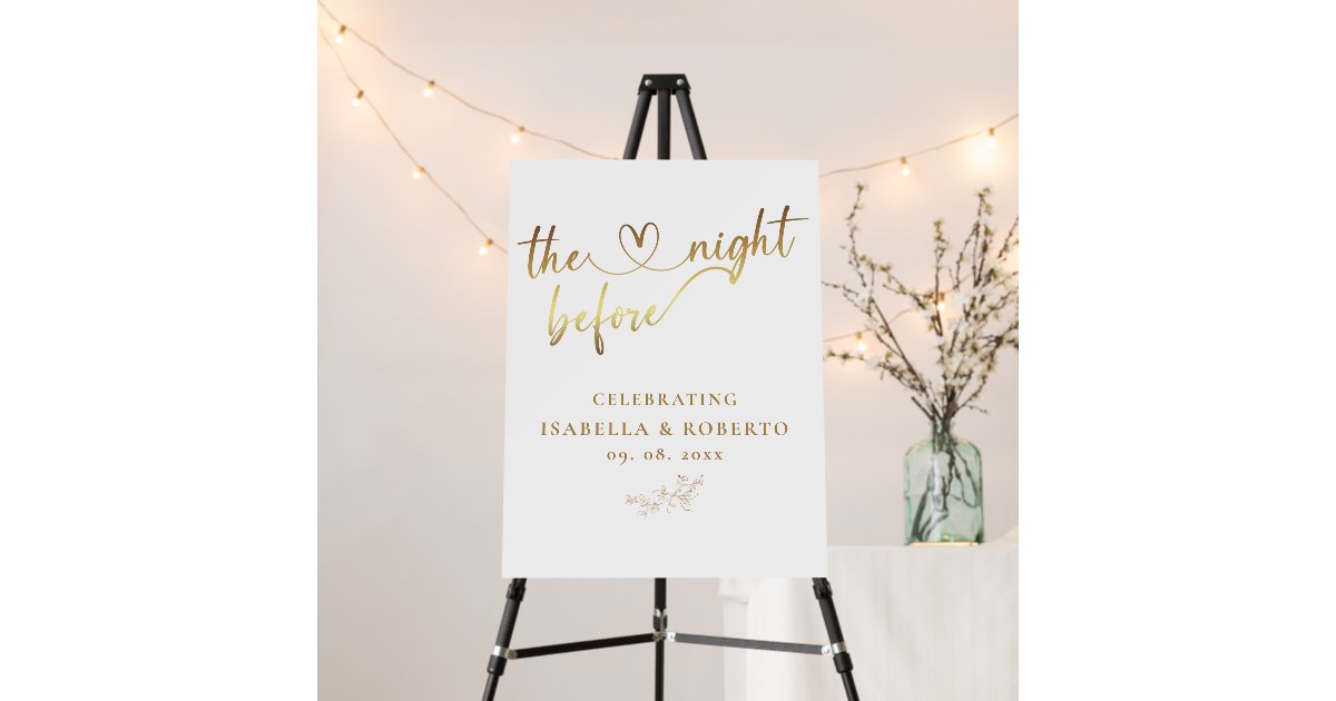 Elegant Gold The Night Before Wedding Sign | Zazzle