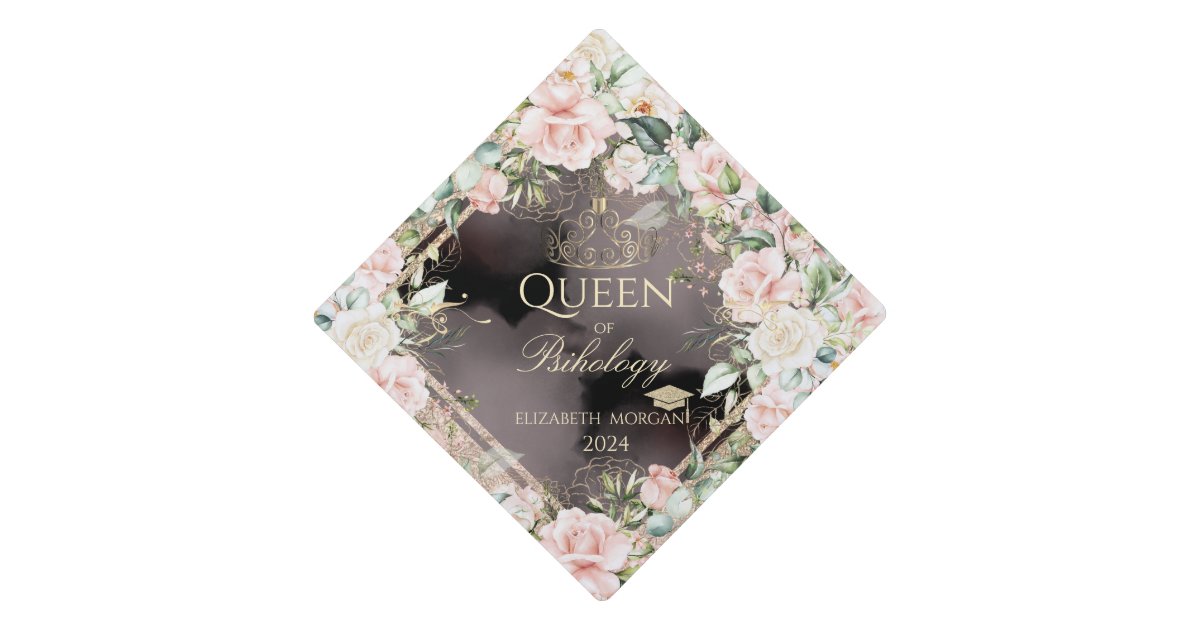 Elegant Gold Tiara Glitter Graduation Cap Roses | Zazzle
