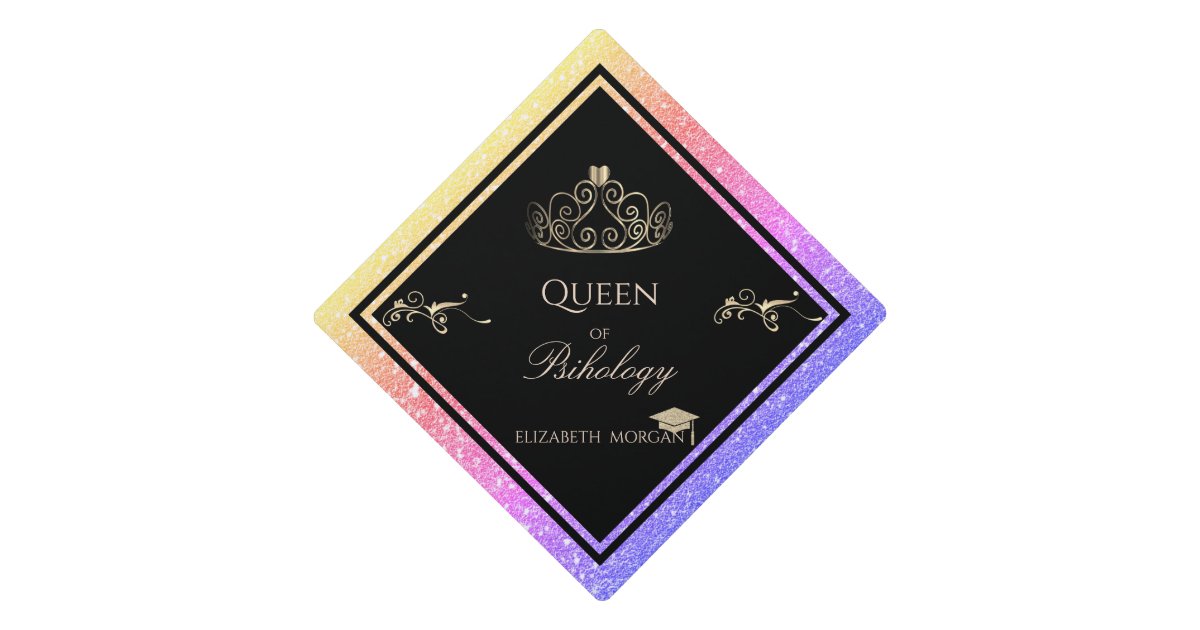Elegant Gold Tiara Ombre Glitter Graduation Cap | Zazzle