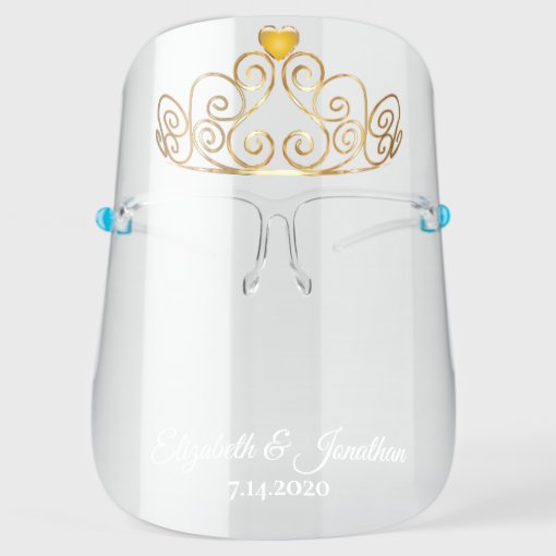Elegant Gold Tiara Wedding Face Shield | Zazzle