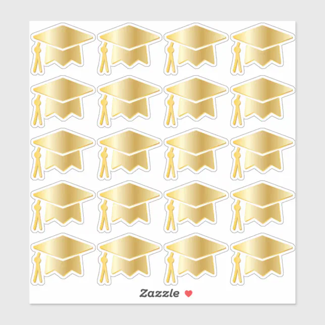Elegant Gold Tone Graduation Cap Sticker | Zazzle