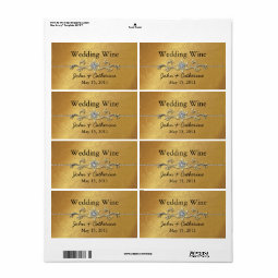 Elegant Gold Tone Wedding Wine Labels | Zazzle
