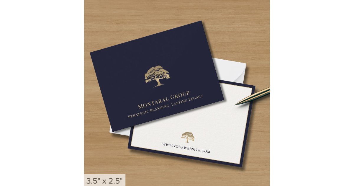 Elegant Gold Tree Logo Note Card | Zazzle