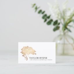 Elegant Gold Tree Logo Professional Business Card | Zazzle