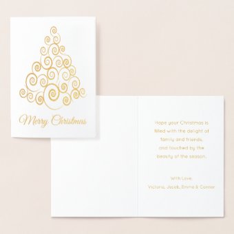 Elegant Gold Tree Non Photo Christmas Foil Card | Zazzle
