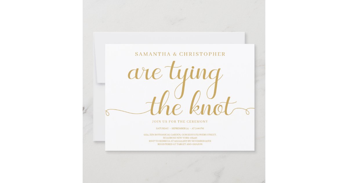 Elegant gold typography script font engagement invitation | Zazzle