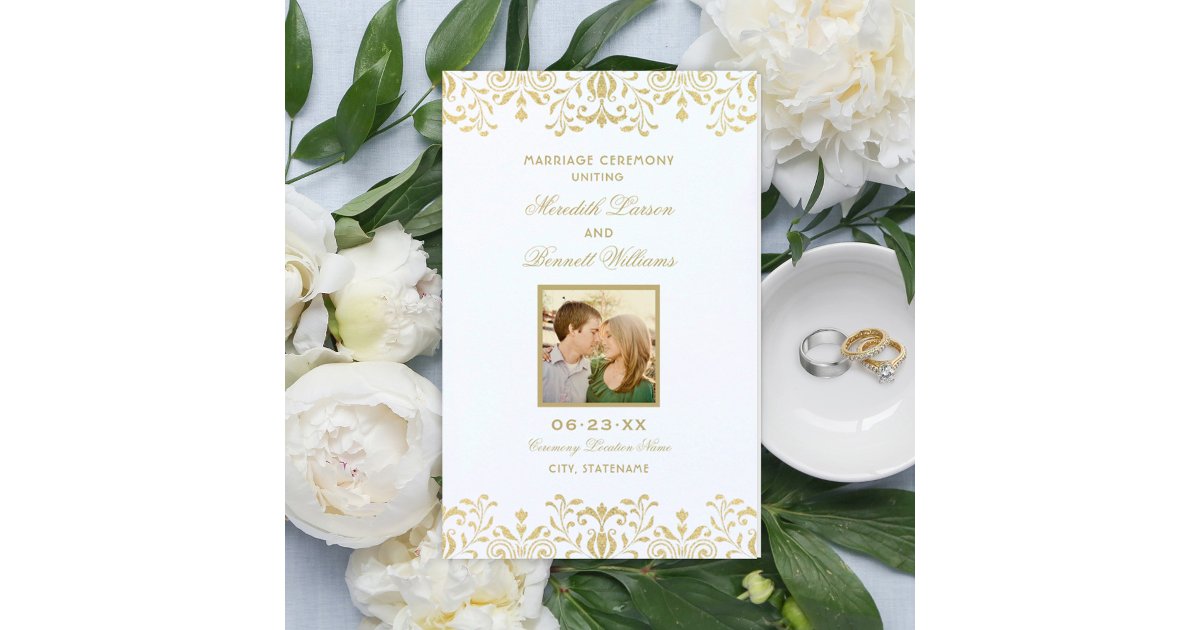 Elegant Gold Vintage Glam Wedding Photo Programs | Zazzle