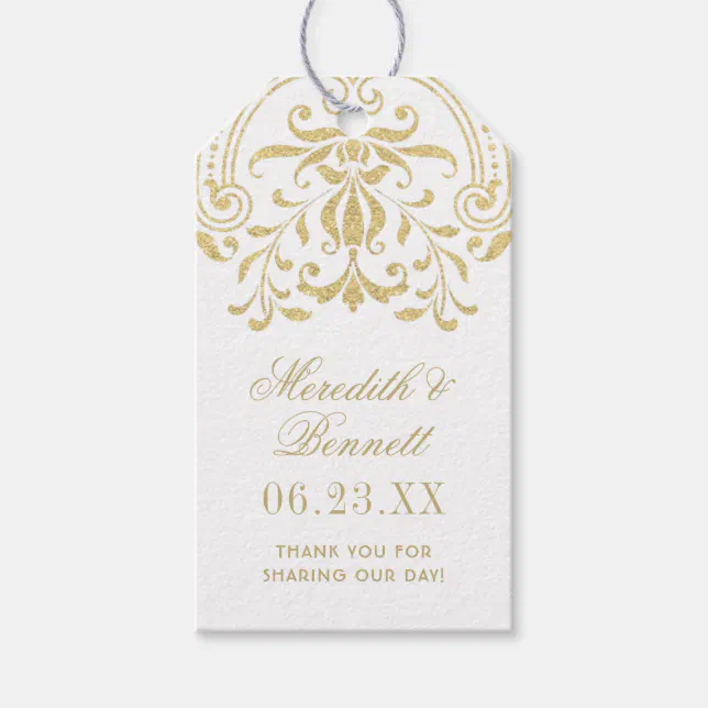 Elegant Gold Vintage Glamour Wedding Gift Tags | Zazzle