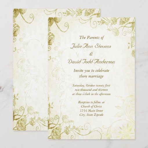 Elegant Gold Vintage Wedding Invitation | Zazzle