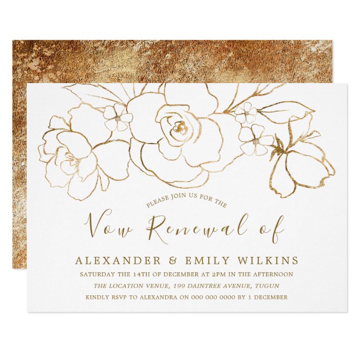 Elegant Gold Vow Renewal 50th Wedding Anniversary Invitation