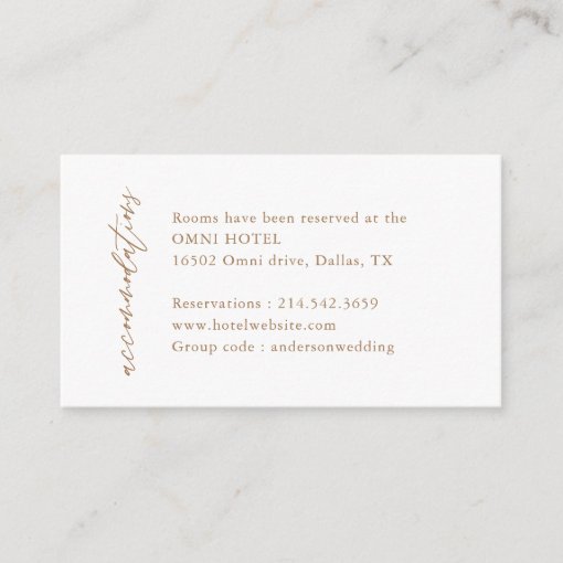 Elegant Gold Wedding Accommodations Enclosure Card | Zazzle