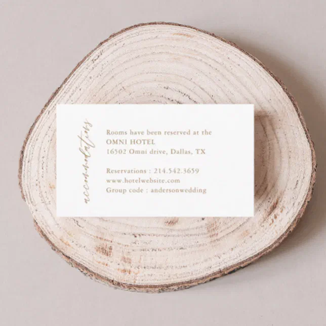 Elegant Gold Wedding Accommodations Enclosure Card | Zazzle