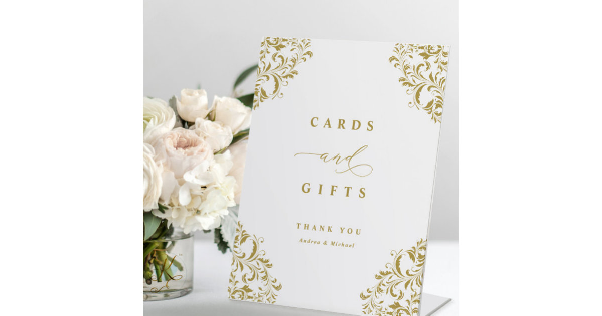 Elegant Gold Wedding Cards & Gifts Sign | Zazzle