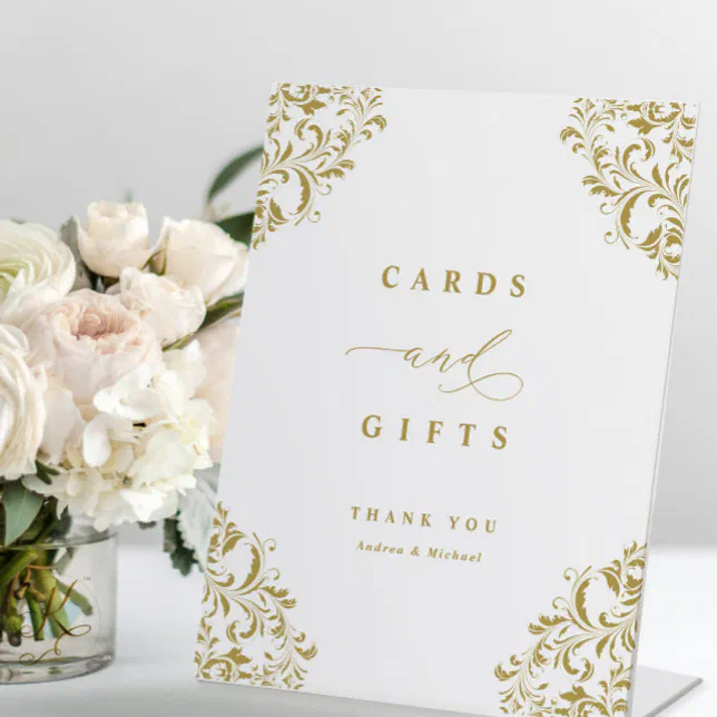 Elegant Gold Wedding Cards & Gifts Sign | Zazzle