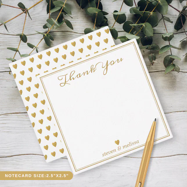 Elegant Gold Wedding Couple Newlyweds Thank You Note Card | Zazzle