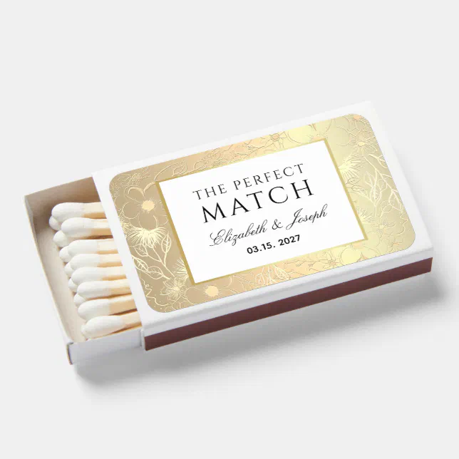 Elegant Gold Wedding Favor Matchboxes | Zazzle