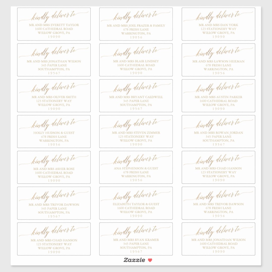 Elegant Gold Wedding Guest Address Labels | Zazzle